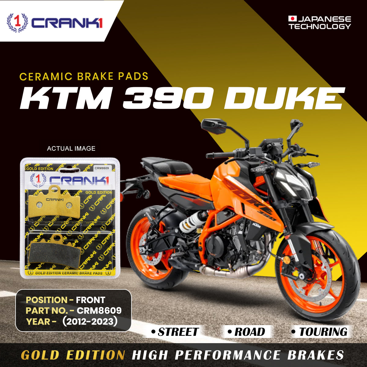 Ceramic Brake Pads For KTM 390 Duke - Front - CRM8609